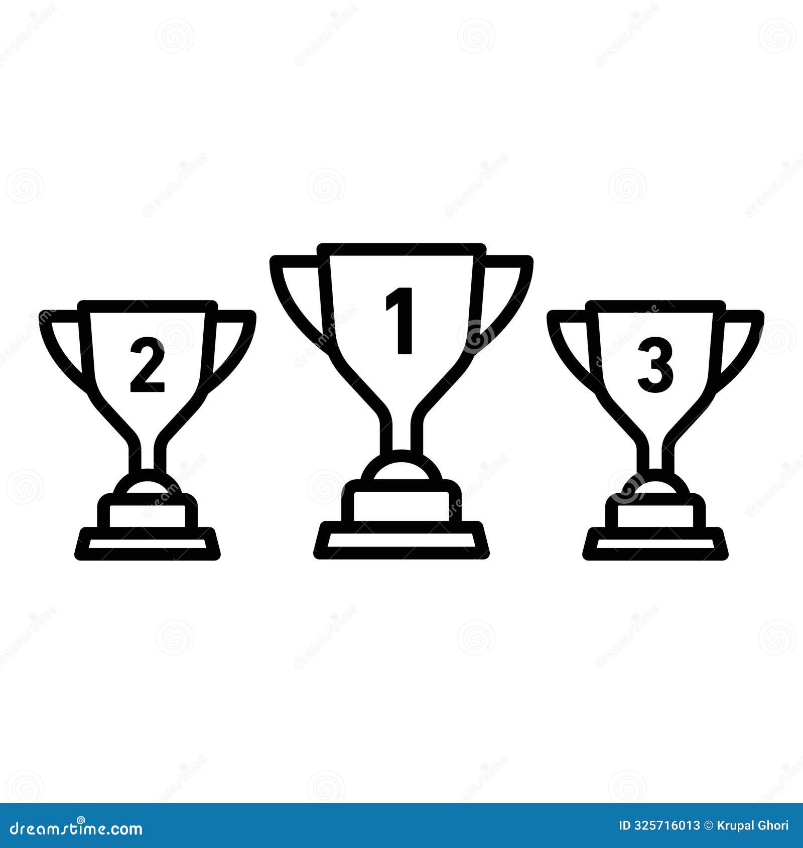First Second Third Prize Trophy Cup Icon Set Award Illustrations for ...