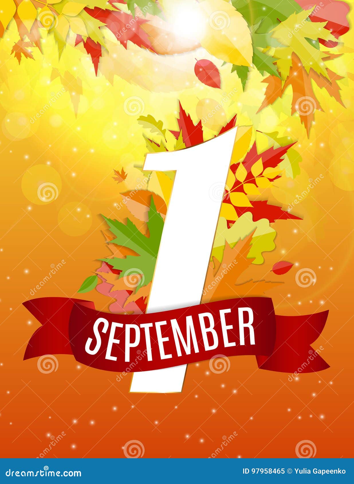 First 1 September Template Vector Illustration Stock Vector ...