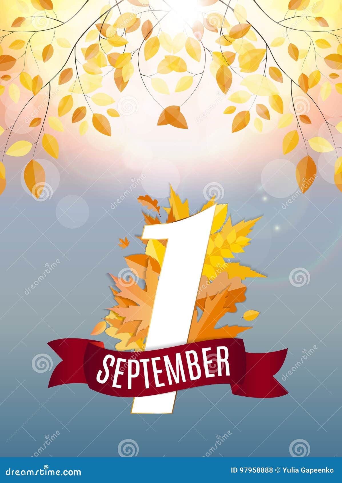 First 1 September Template Vector Illustration Stock Vector ...