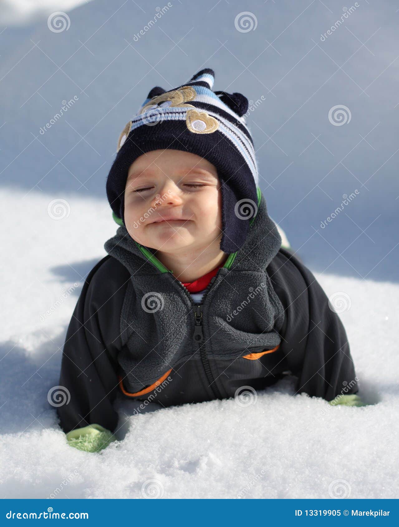 First snow stock image. Image of happy, young, little - 13319905