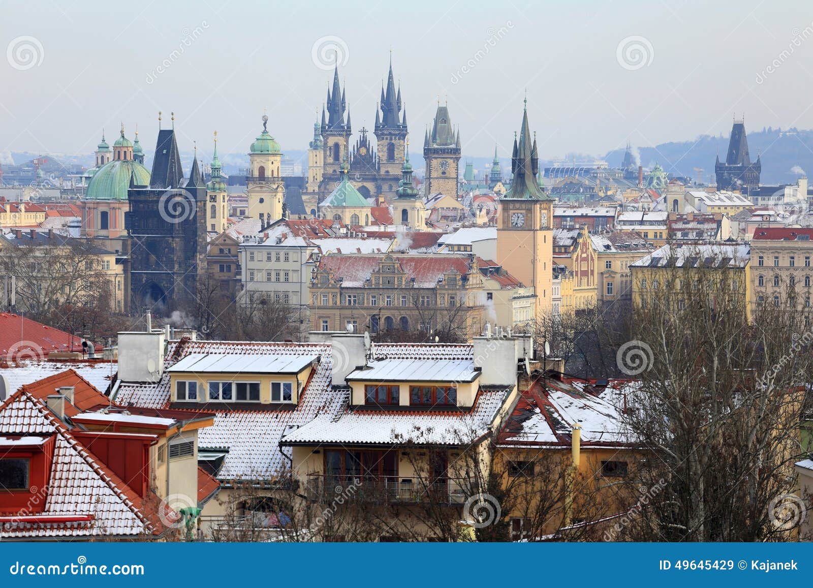 First Snow in Prague City, Czech Republic Stock Image - Image of ...