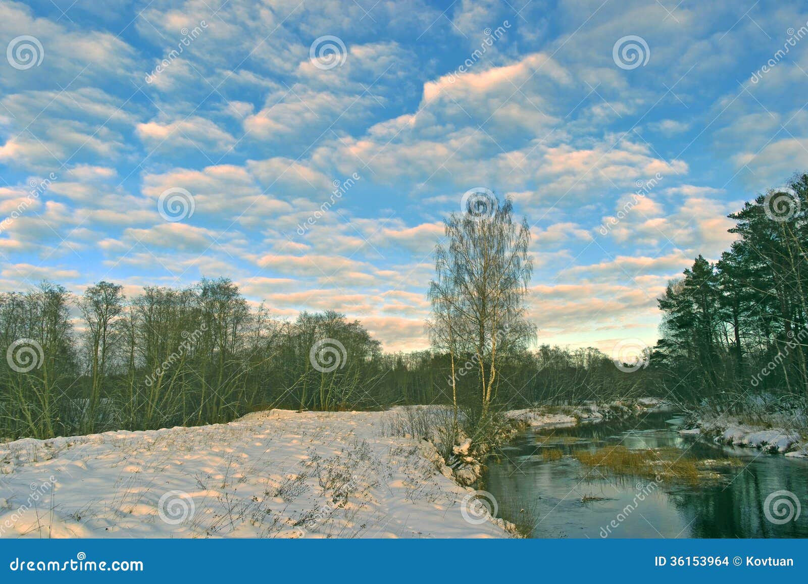 First Snow in the Rays of the Setting Sun. Stock Photo - Image of break ...