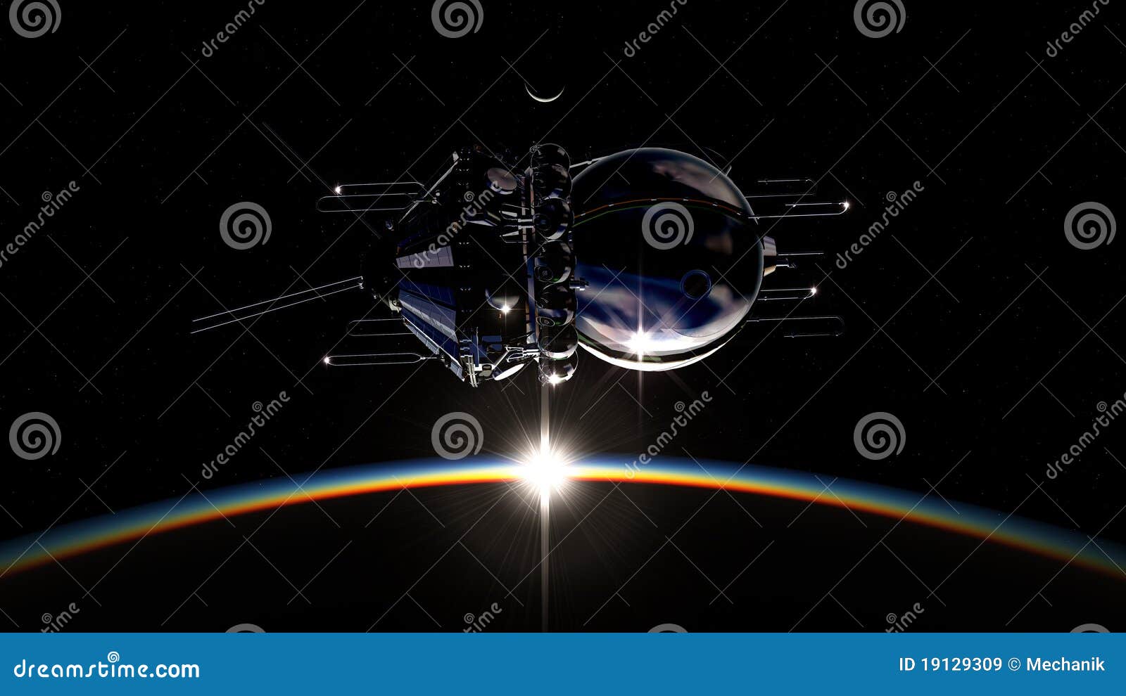 The first spaceship stock illustration. Illustration of cosmos - 19129309