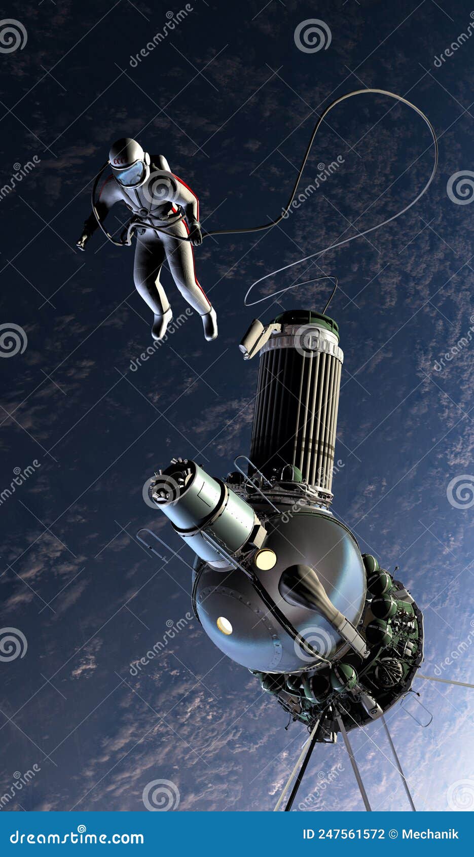 First Spacewalk. 3D Illustration. Stock Illustration - Illustration of ...