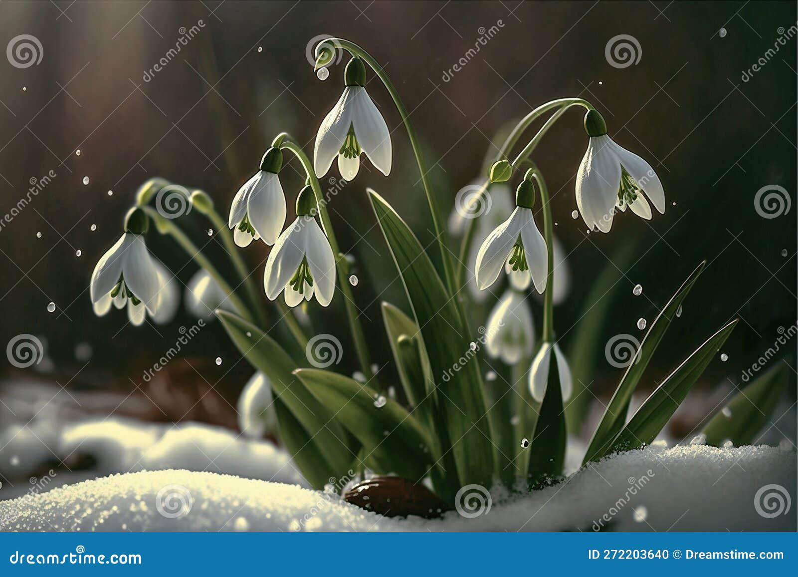 The First Spring Flowers. Snowdrops in the Out of Snow. White Lily of ...