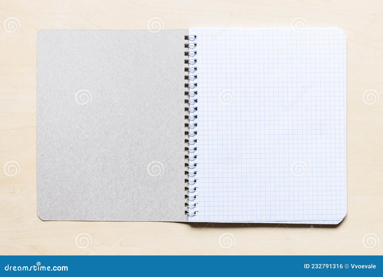 First Squared Page of Open Blank Spiral Notebook Stock Photo - Image of ...