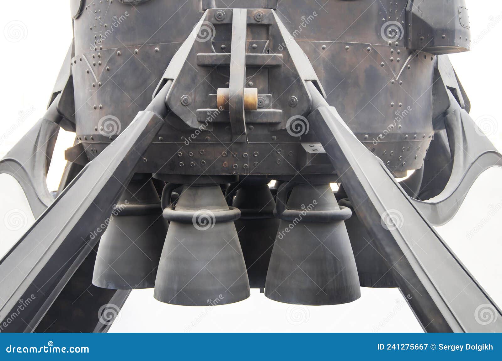 First Stage of a Space Rocket on the Launch Stand. Close-up of the ...