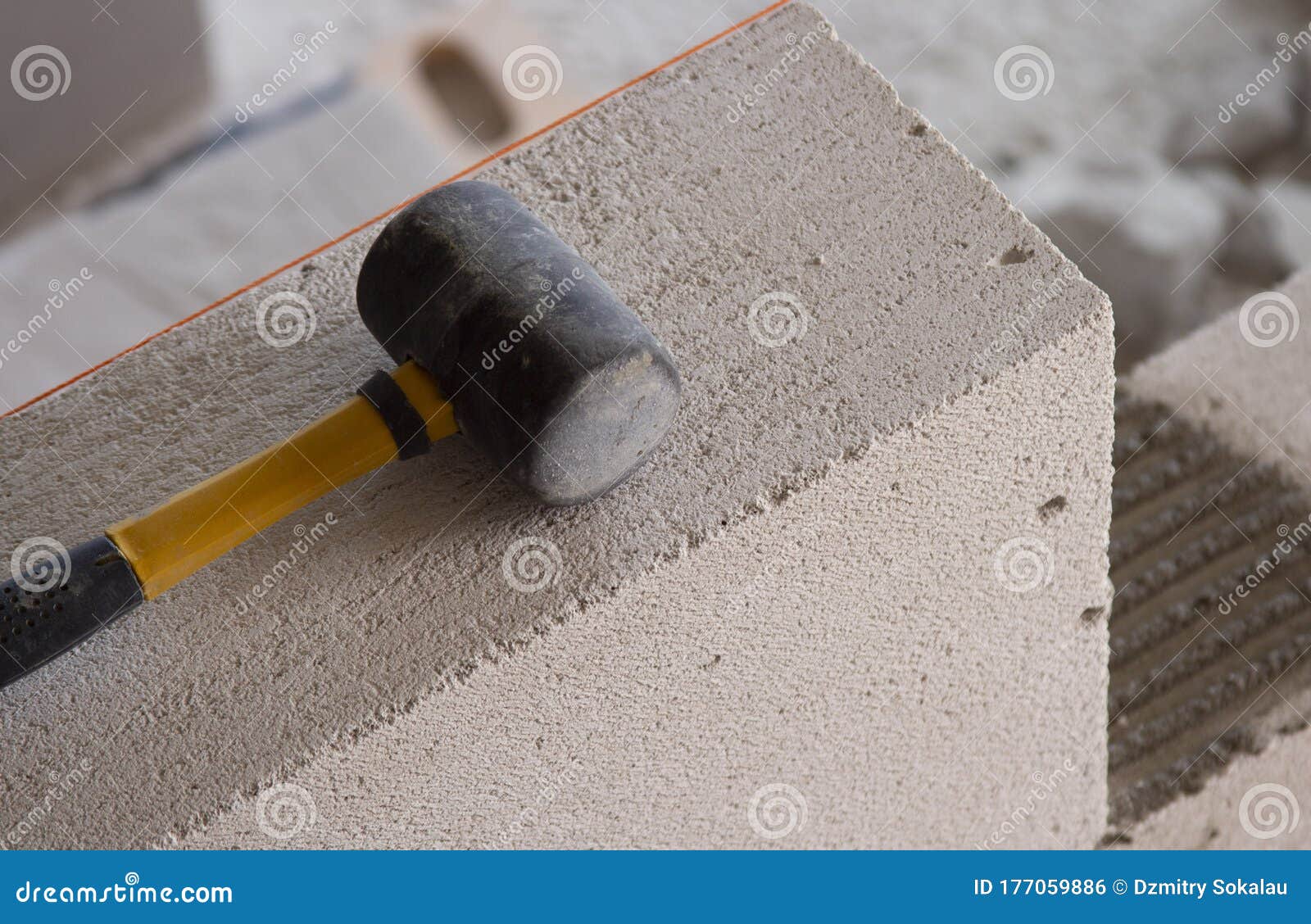 The First Stages of Building a House of Silicate Blocks Stock Photo ...
