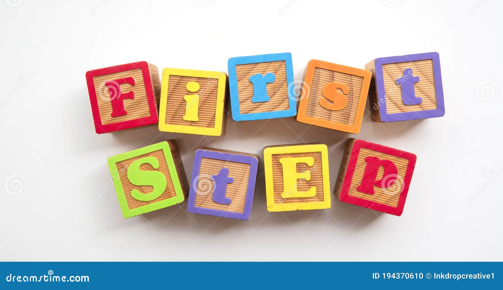 First Step Word Made from Colourful Wooden Baby Development Blocks ...