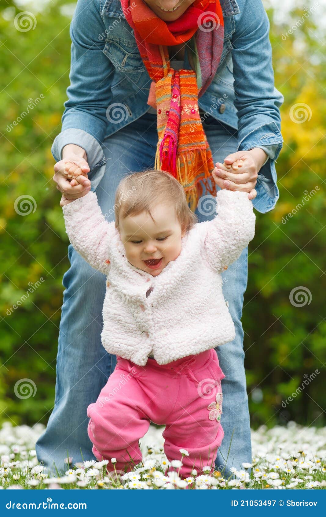 First steps stock image. Image of daughter, family, cheerful - 21053497