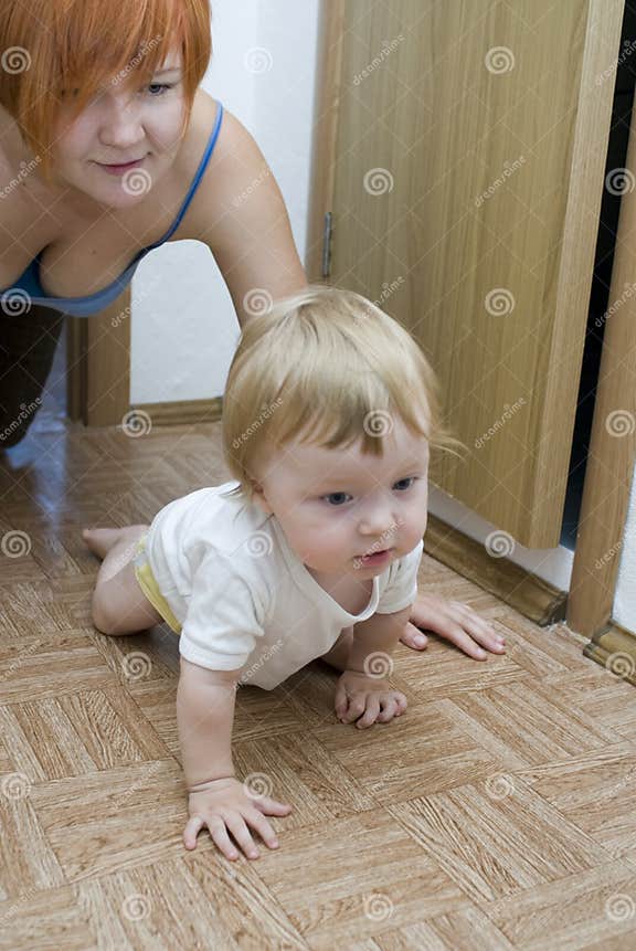 First steps on a lap stock image. Image of mother, portrait - 3034031