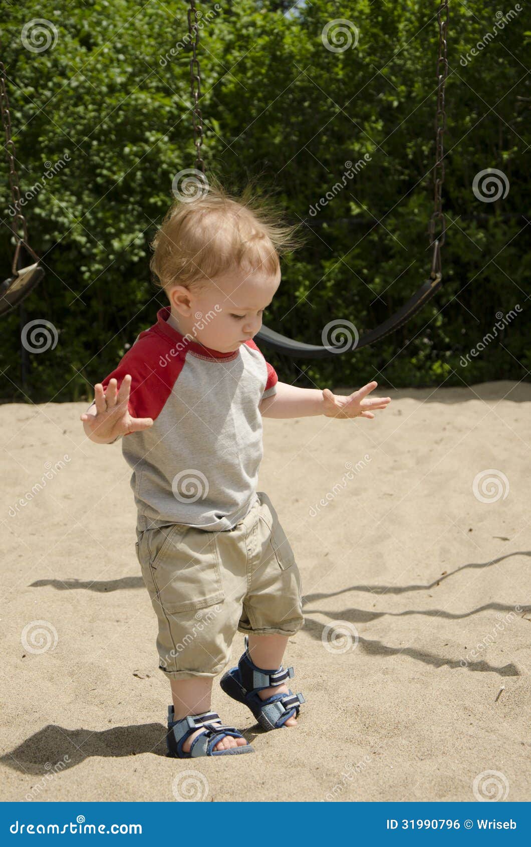 First steps on sand stock photo. Image of texture, activity - 31990796