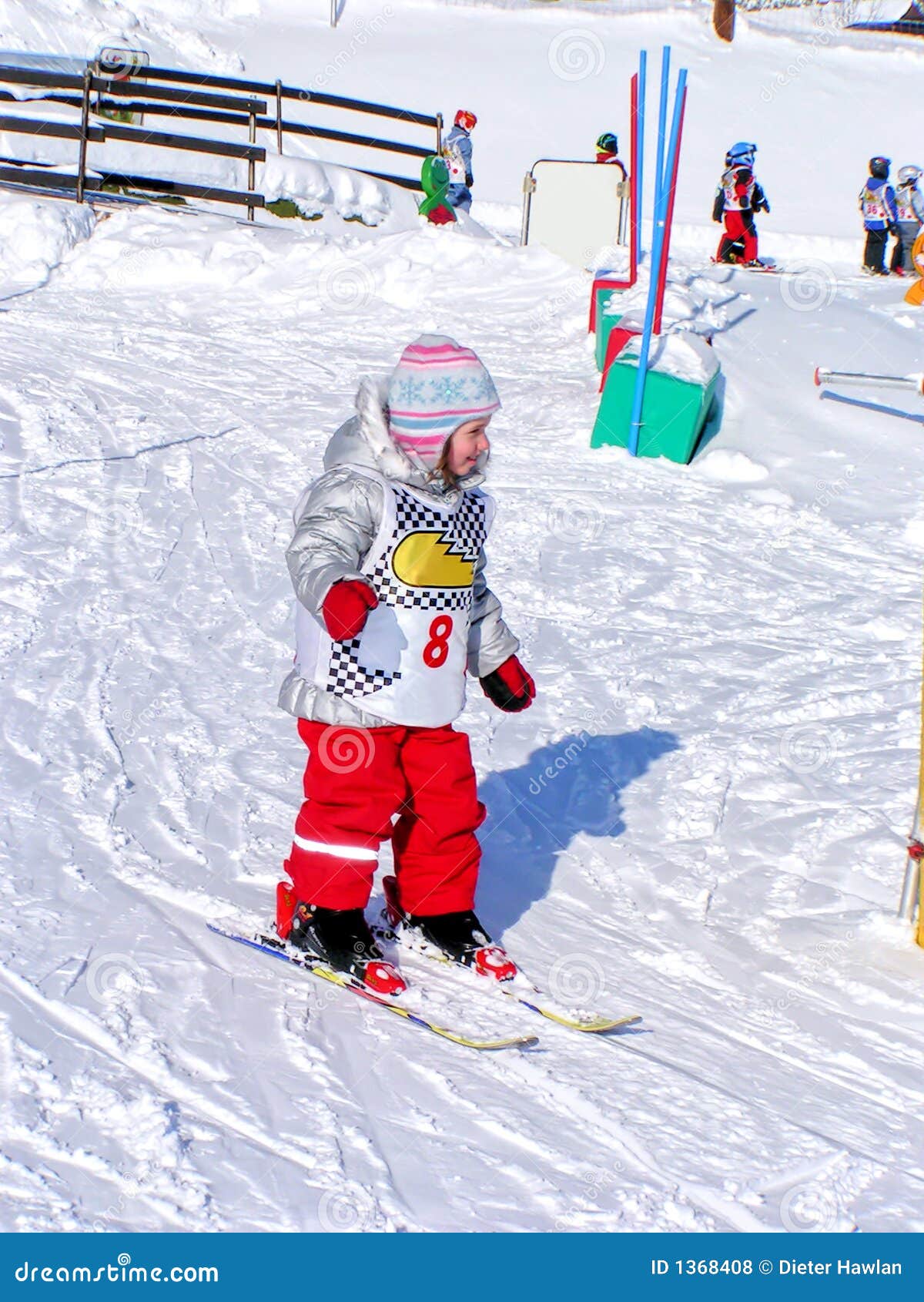 First Steps in Skiing stock photo. Image of teaching, child - 1368408