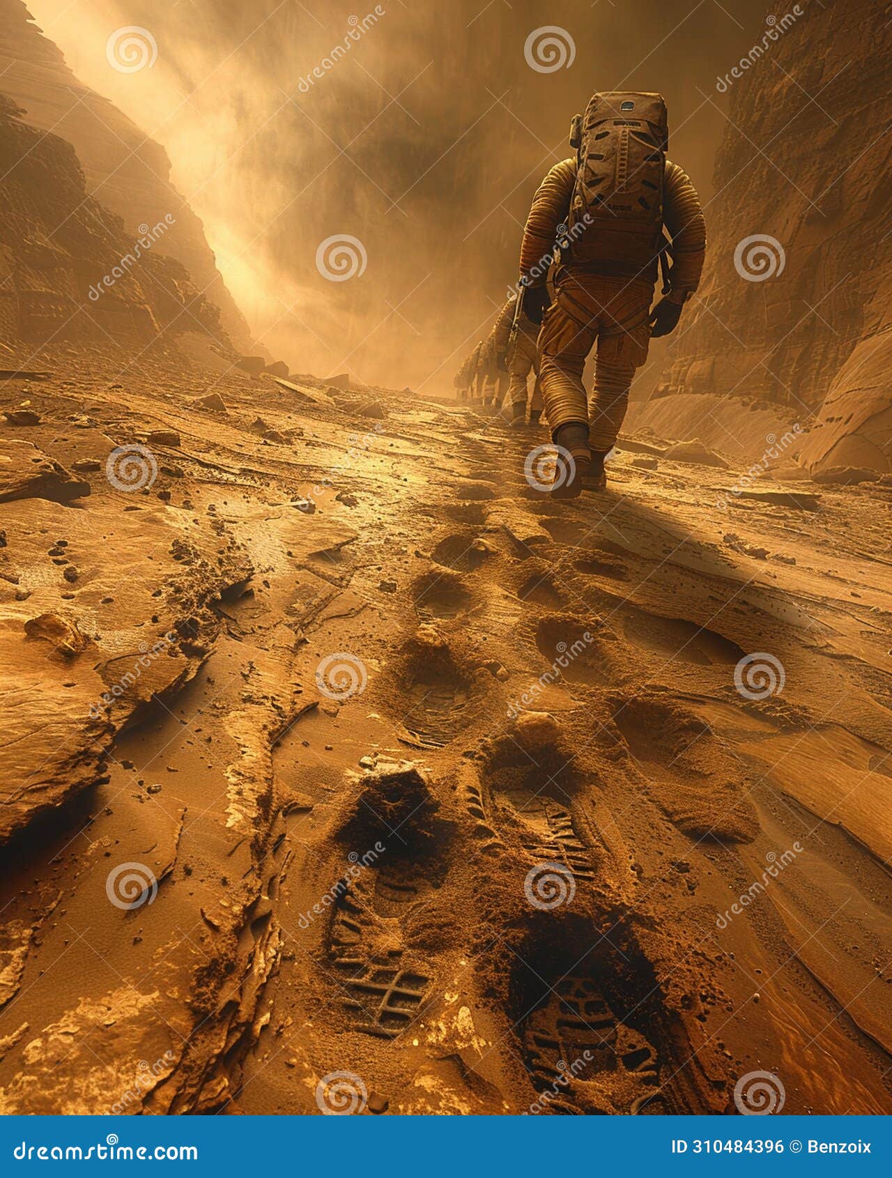 The First Steps on an Unexplored Planet Stock Illustration ...