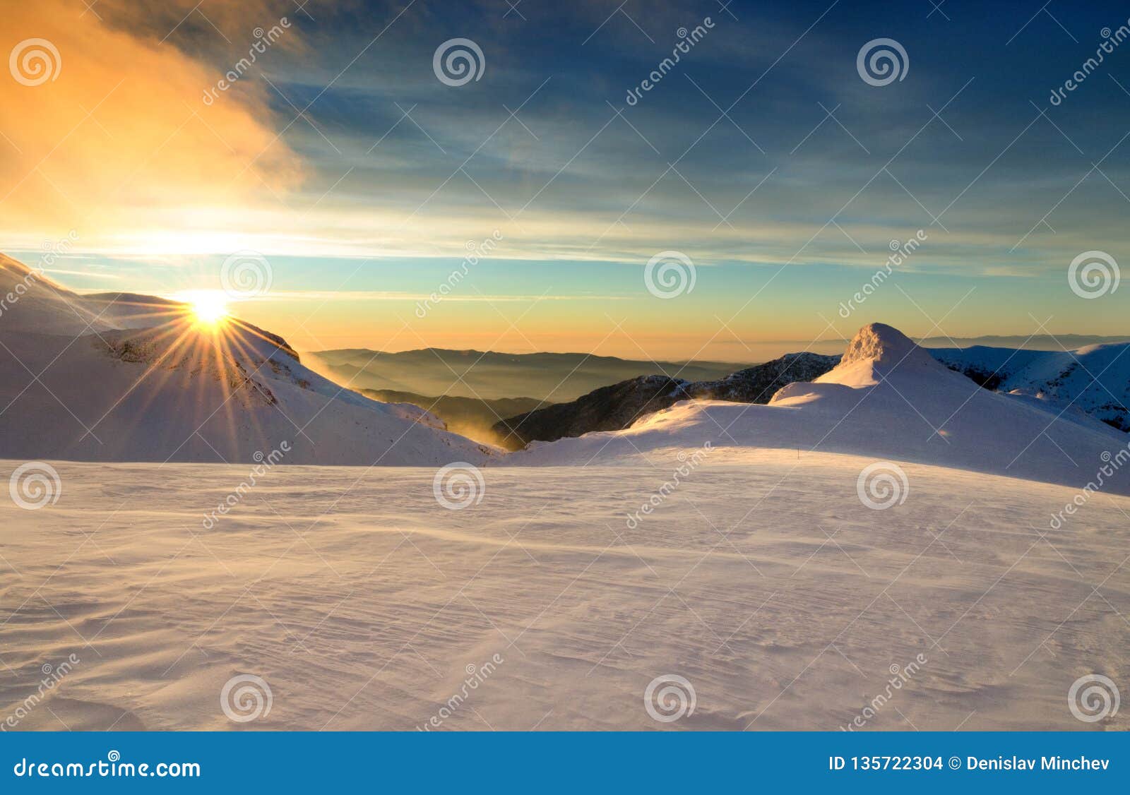 The First Sunrise for the New Year Stock Photo - Image of snow, happy ...