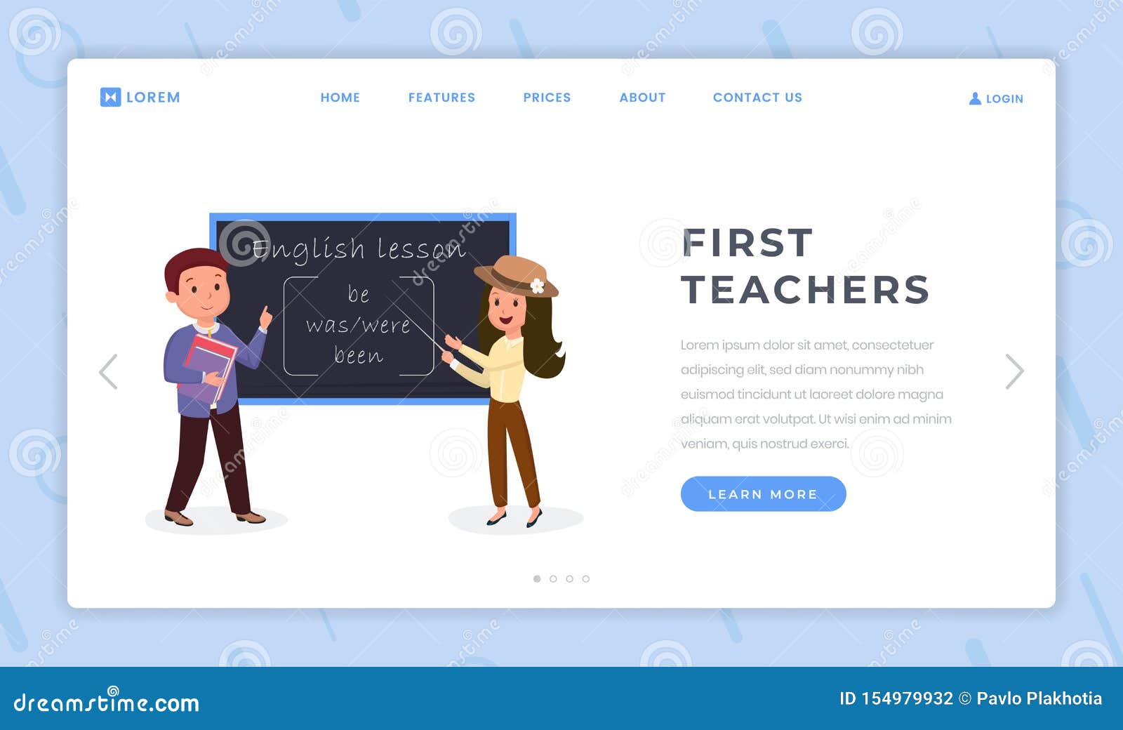 First Teachers Landing Page Flat Template. English Classes and Foreign ...