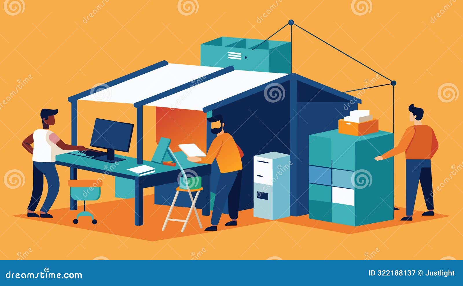 In A Temporary Office Set Up On A Construction Site A Team Of Engineers