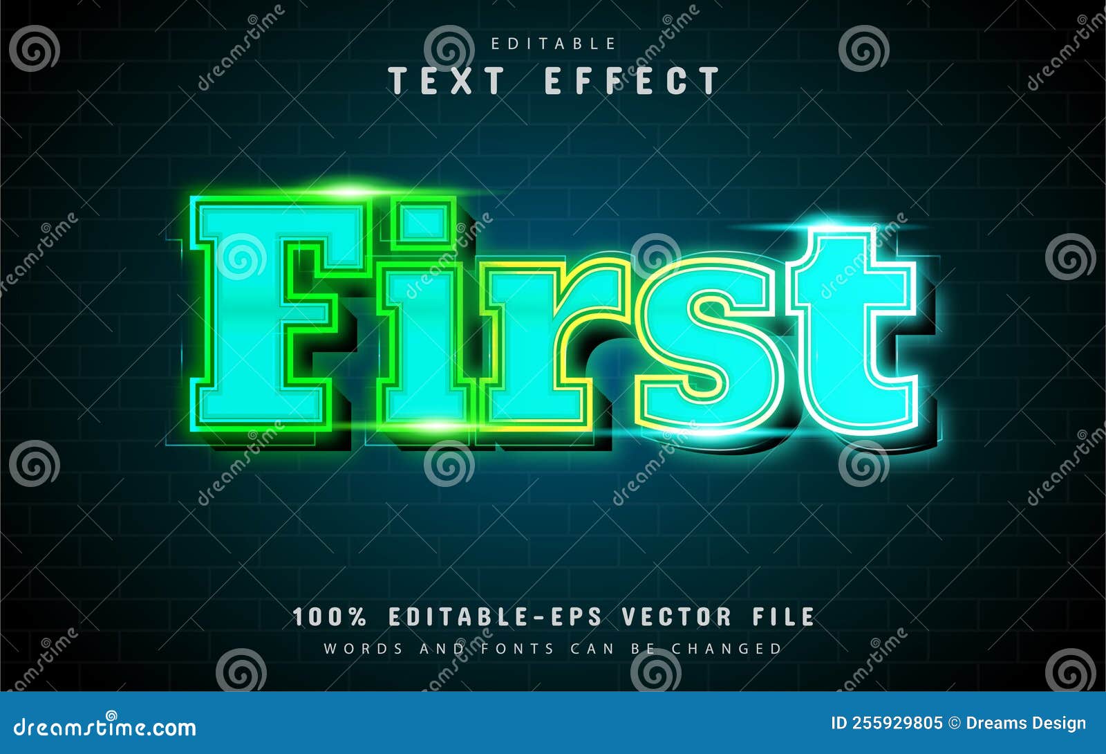 First Text Effect with Blue Gradient Stock Vector - Illustration of ...