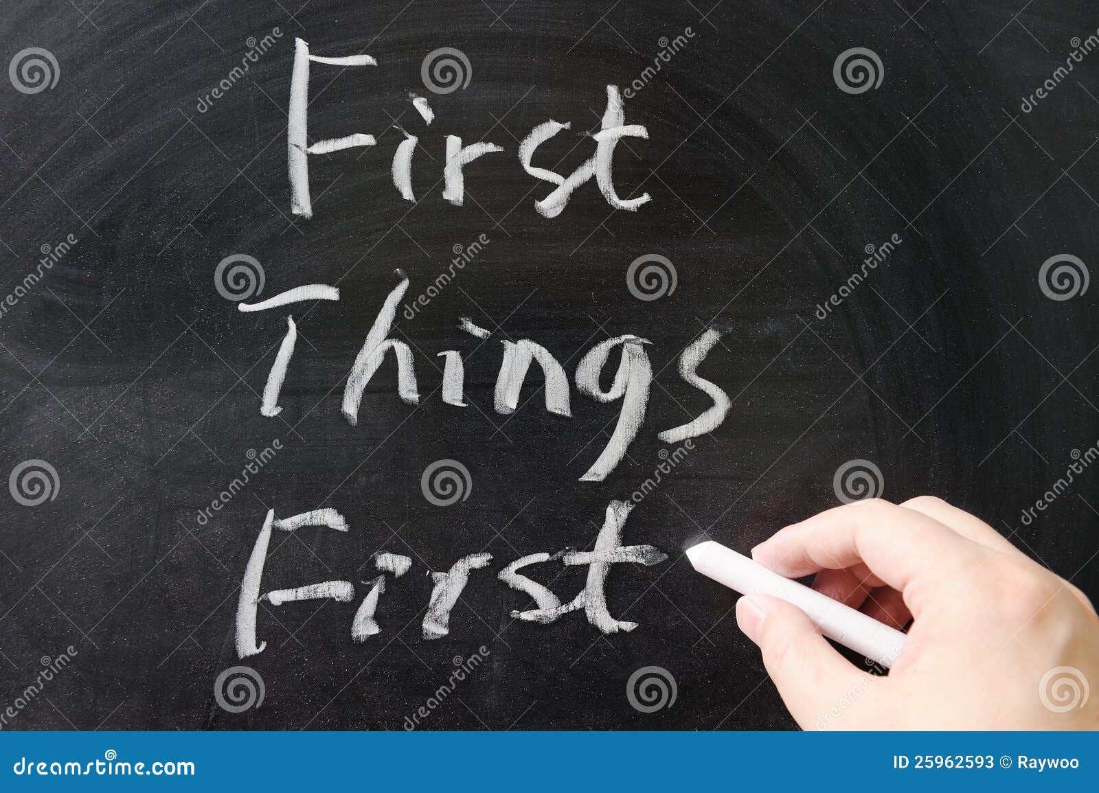 First things first stock image. Image of chalk, importance - 25962593