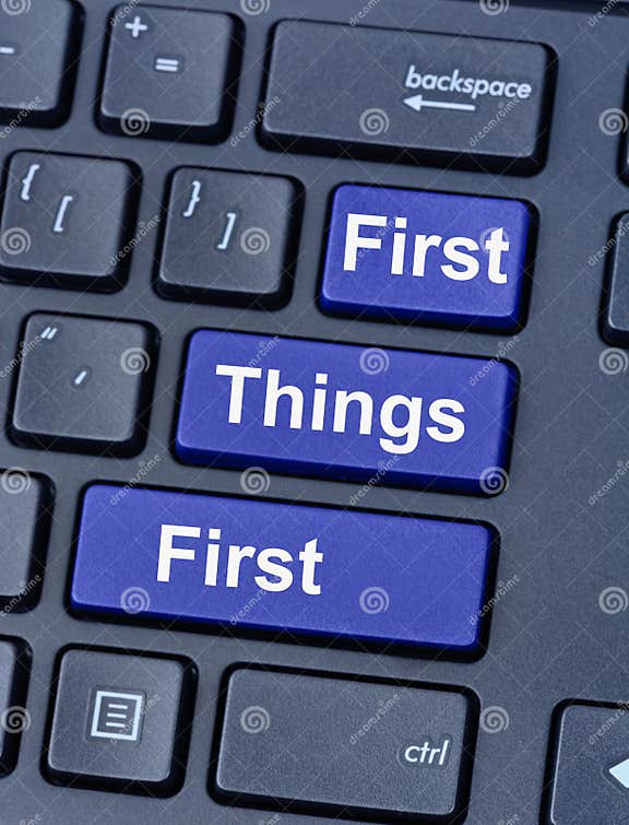 First Things First on Keyboard Stock Image - Image of connection ...
