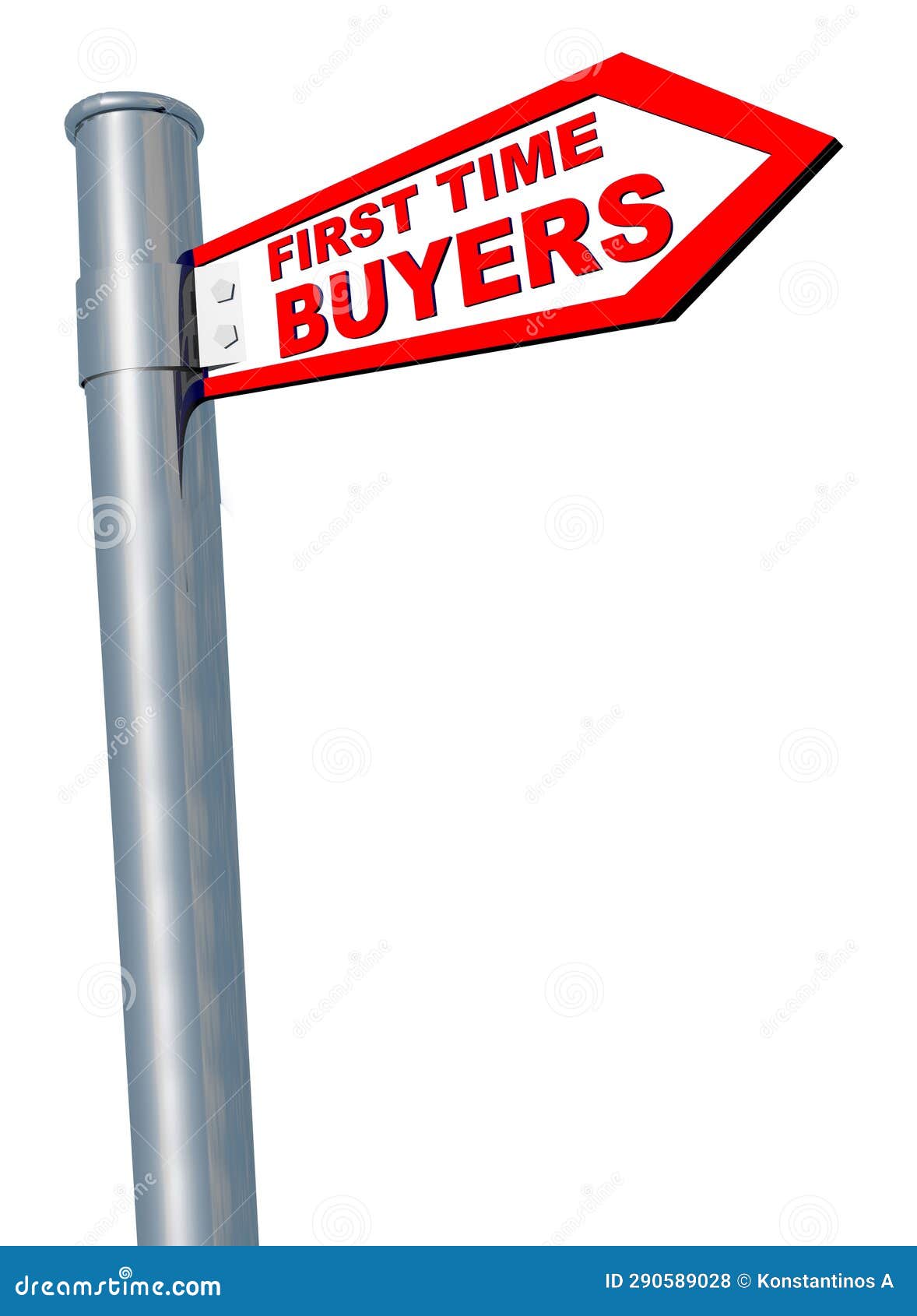 First Time Buyers Blue Road Sign - 3d Rendering Stock Illustration ...