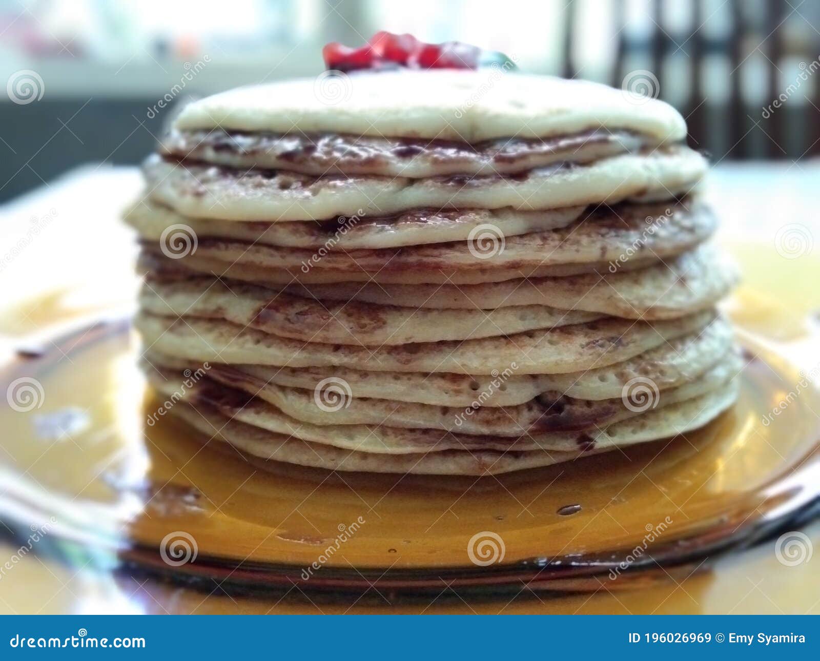First Time Homemade Pancakes 12 Layers Stock Image - Image of fruit ...