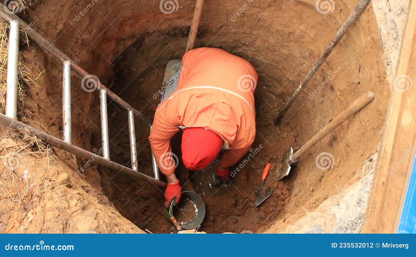 First Water at the Bottom of the Well Stock Footage - Video of digger ...