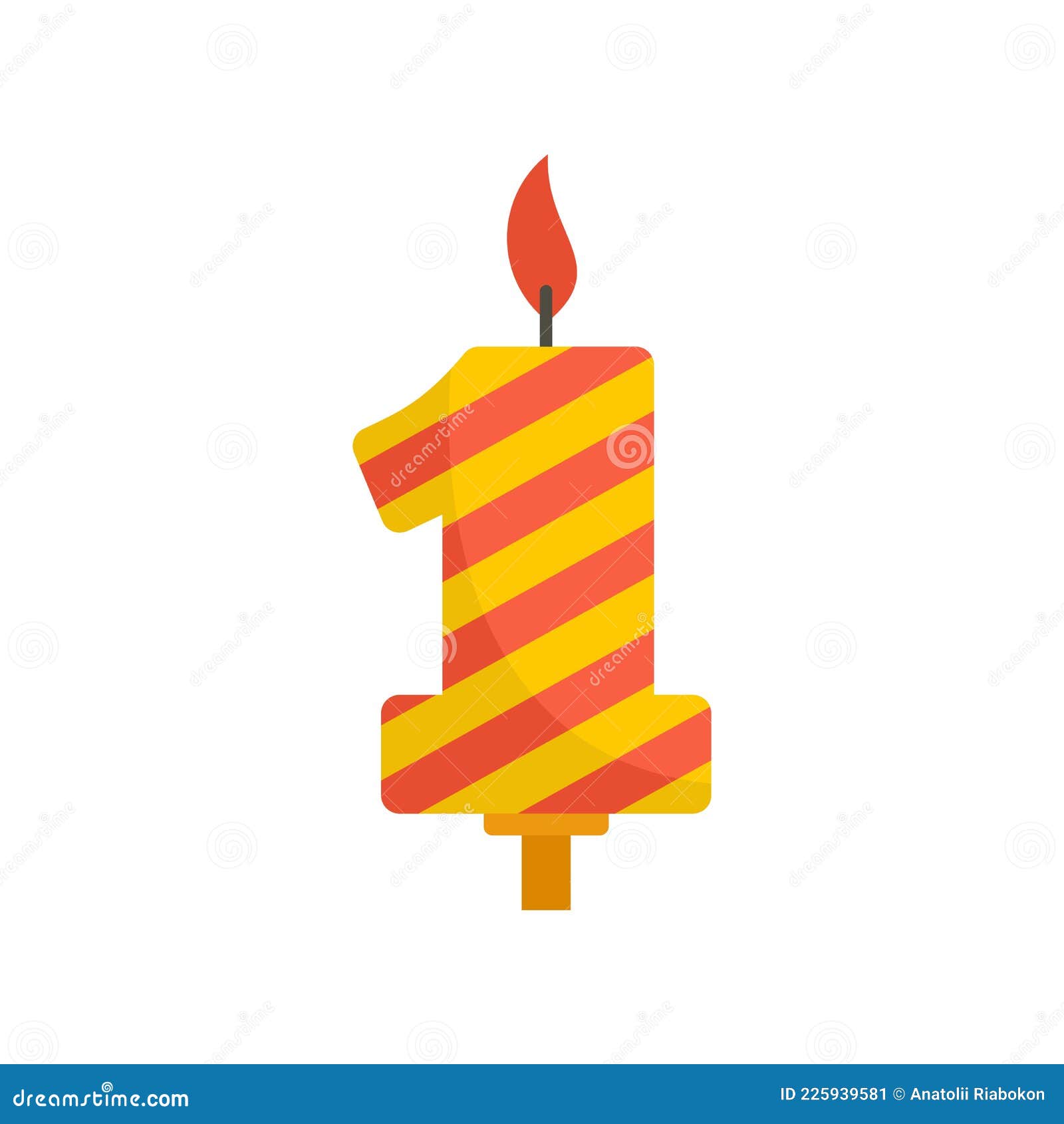First Year Birthday Candle Icon Flat Isolated Vector Stock Vector ...