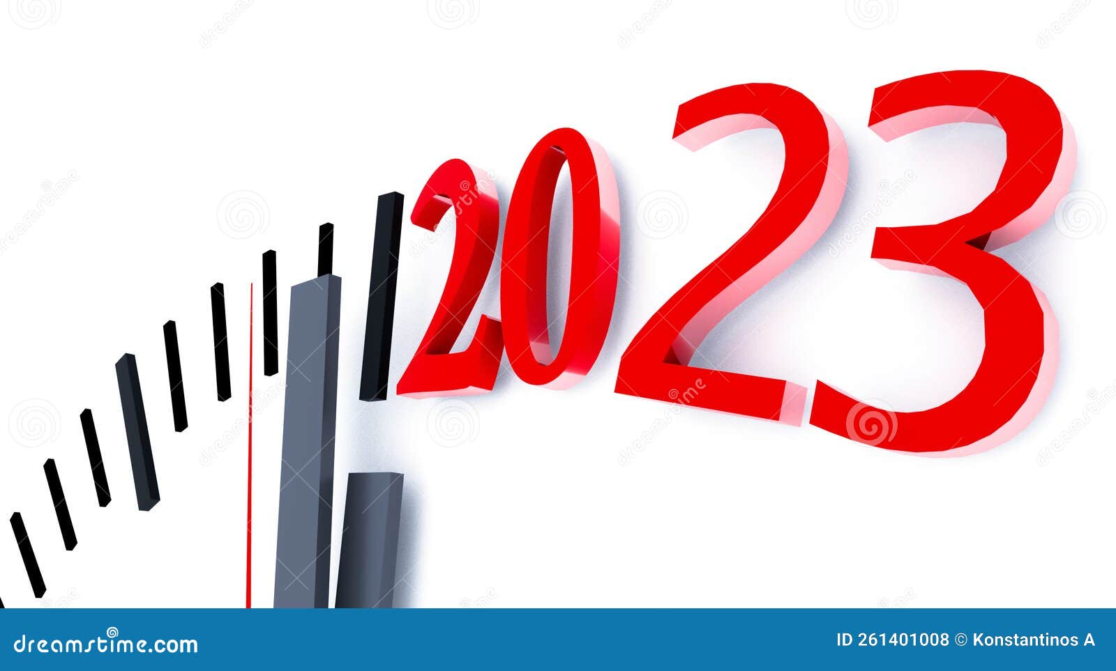 2023 23 First Year Day Time Clock Pointers Happy New Year - 3d ...