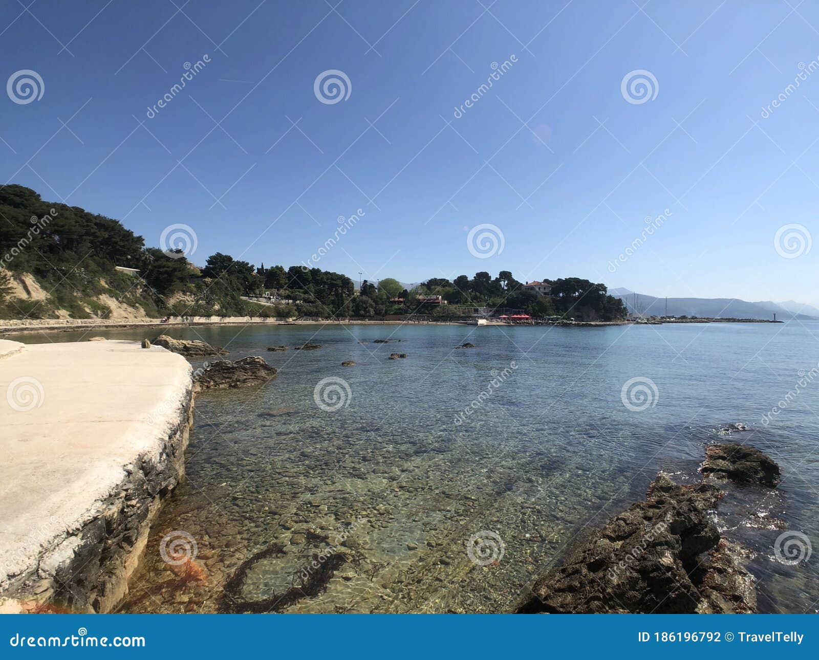 Firule beach in Split stock photo. Image of blue, croatia - 186196792