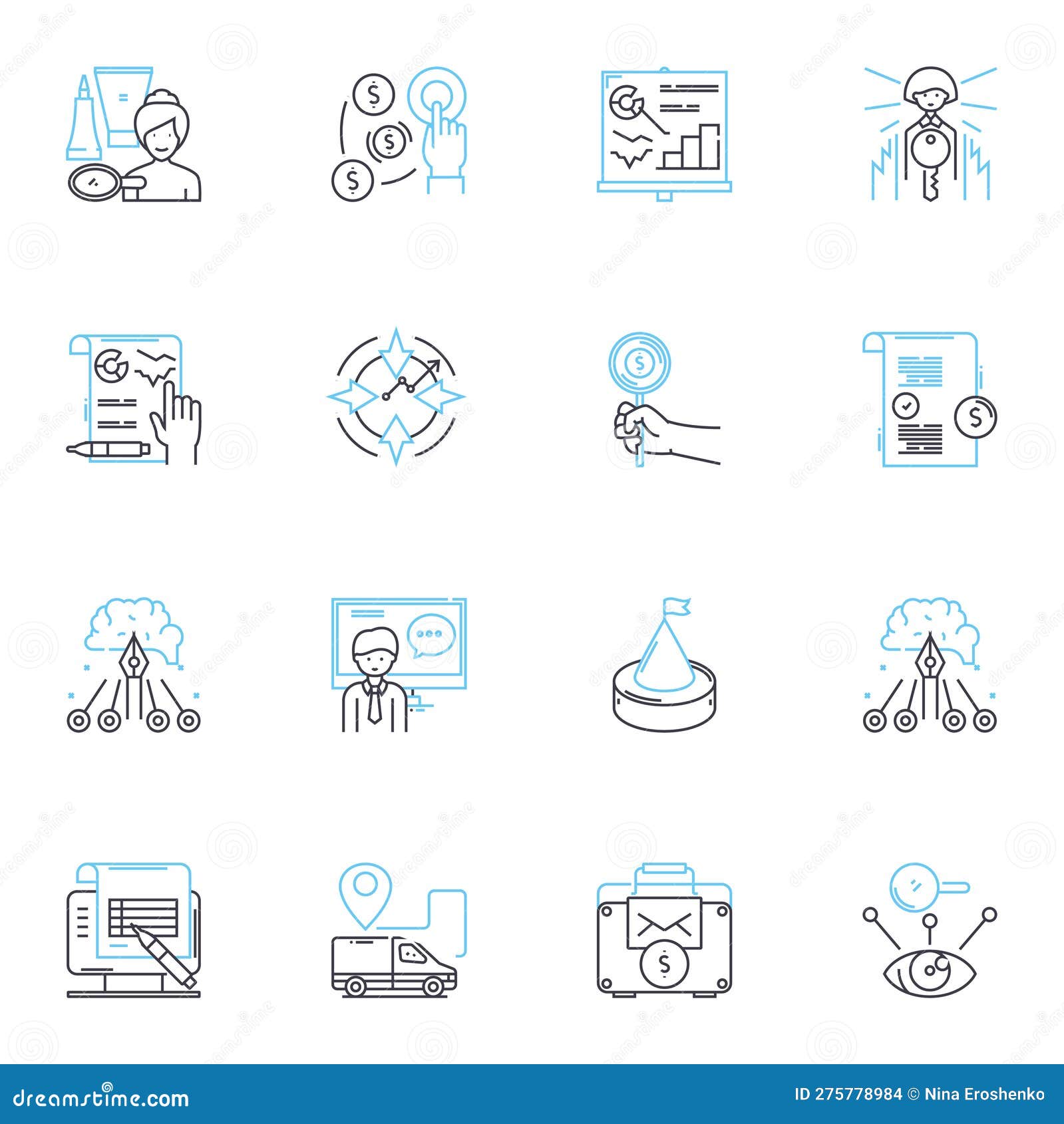 Fiscal Discipline Linear Icons Set. Budgeting, Saving, Planning ...