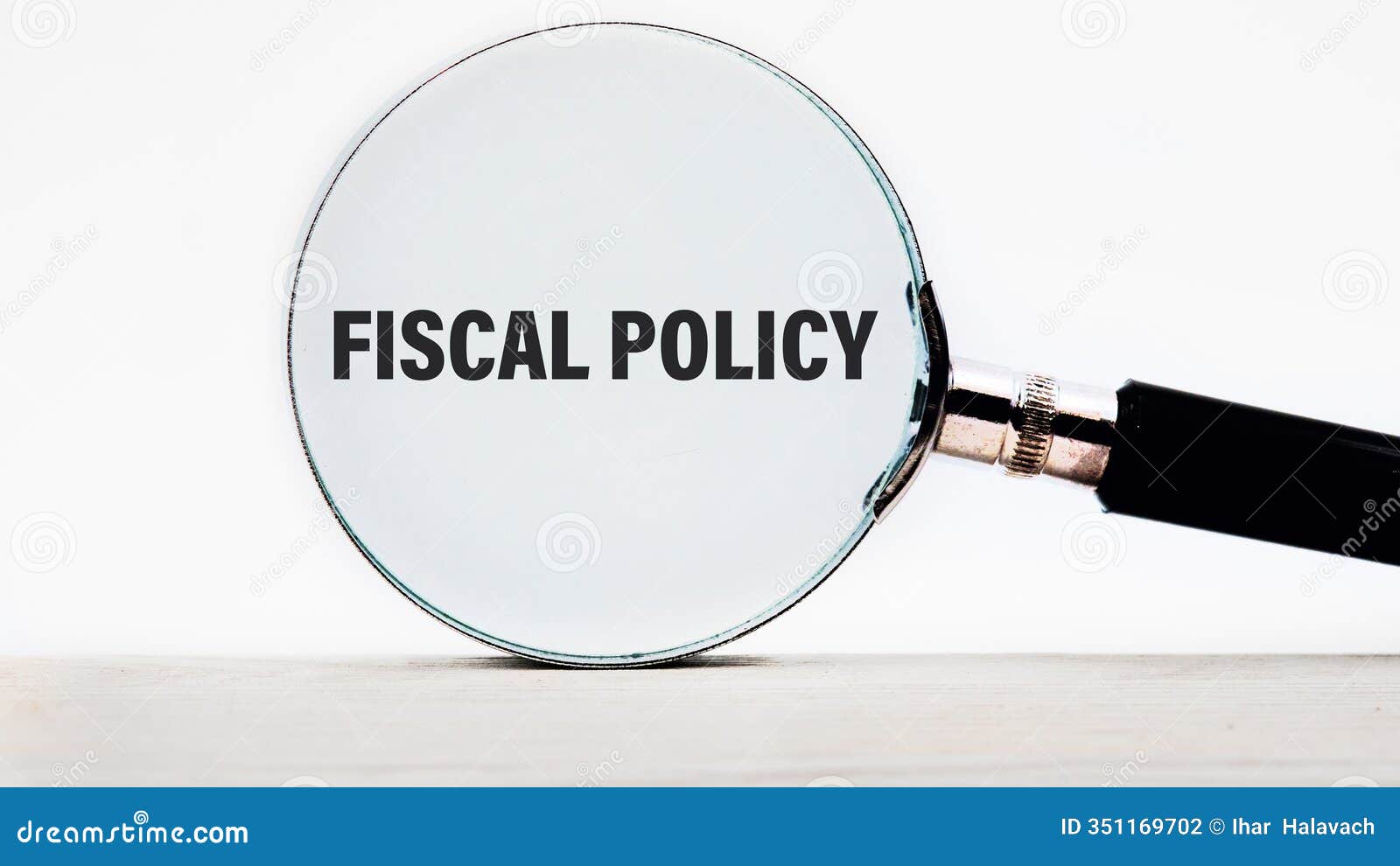 FISCAL POLICY Words through a Magnifying Glass on a Light Background ...