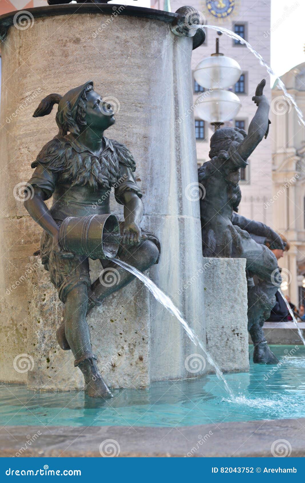 The Fischbrunnen or Fish Fountain in Munich Stock Photo - Image of ...