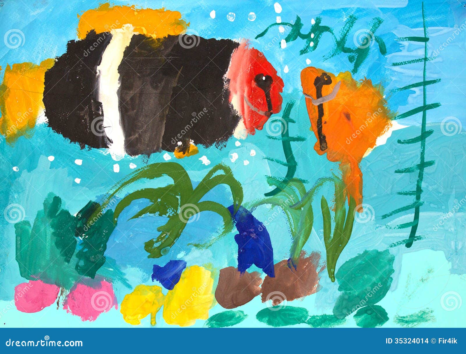 Fische Gemalt Mit Aquarellen Stock Abbildung - Illustration von ...