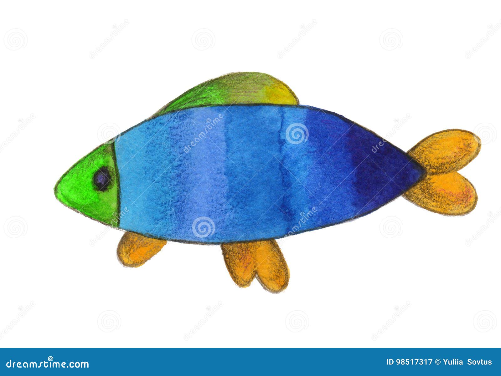 Fische Gemalt Mit Einem Aquarell Stock Abbildung - Illustration von ...