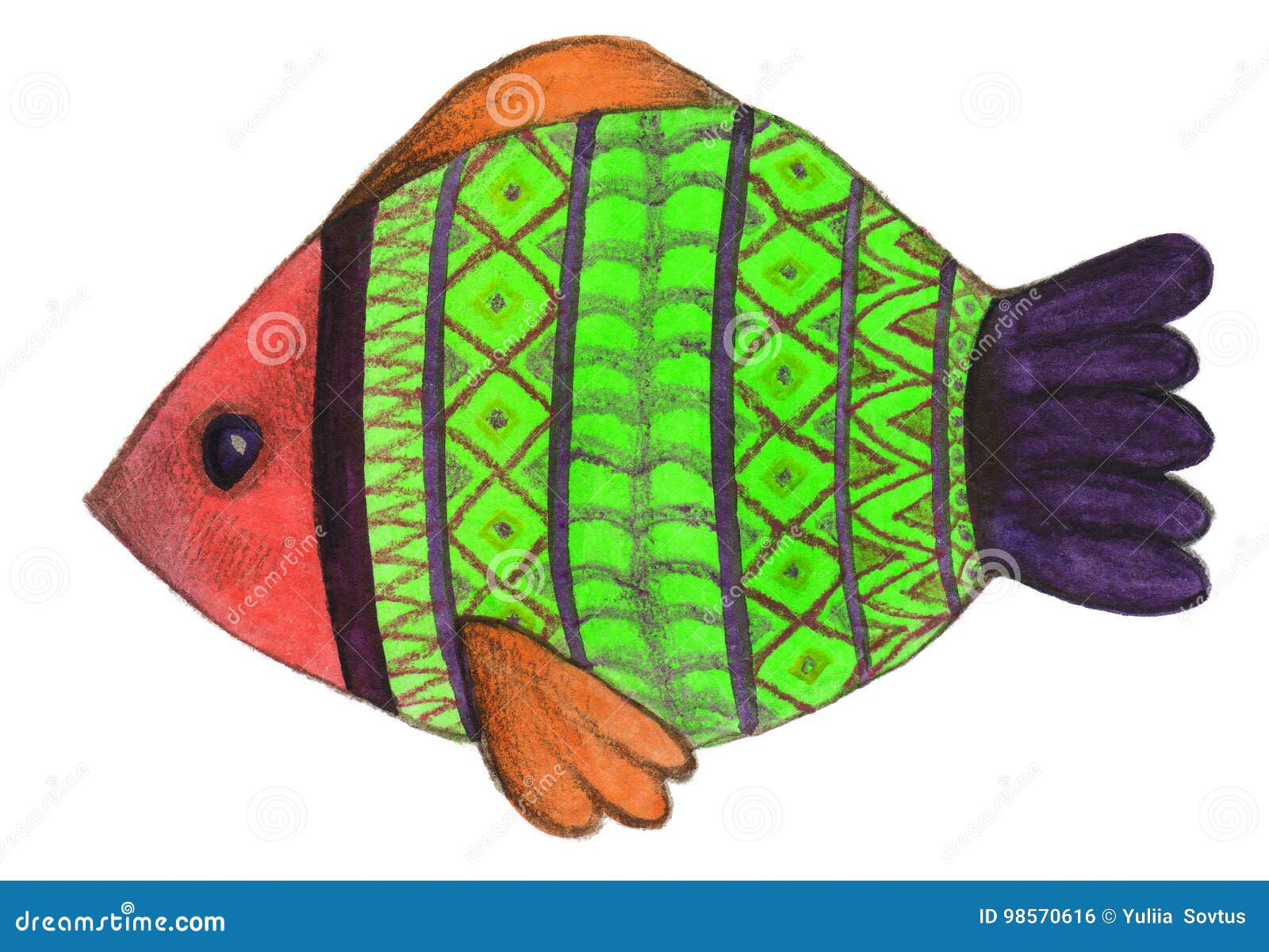 Fische Gemalt Mit Einem Aquarell Stock Abbildung - Illustration von ...