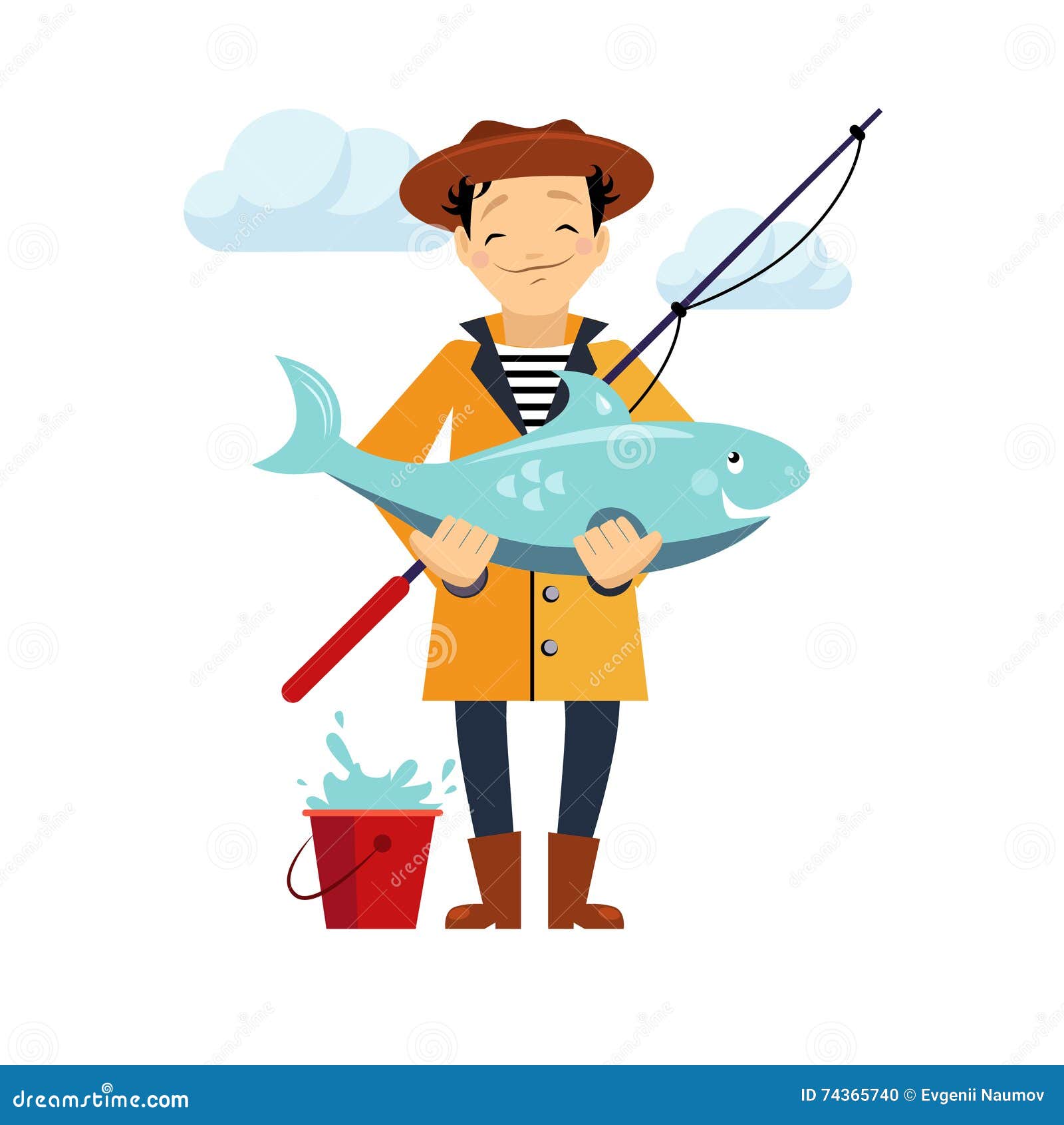 Fischer-und Fisch-Illustration Stock Abbildung - Illustration von ...