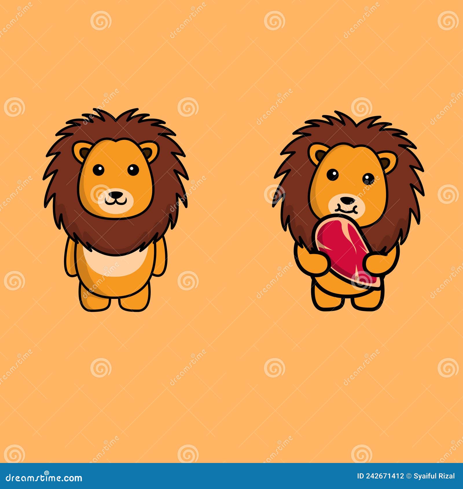 Lion Eating Meat Icon Design Stock Vector - Illustration of funny ...