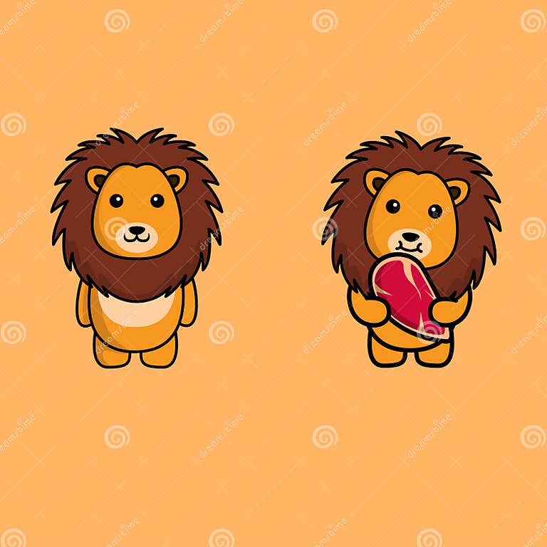 Lion Eating Meat Icon Design Stock Vector - Illustration of funny ...