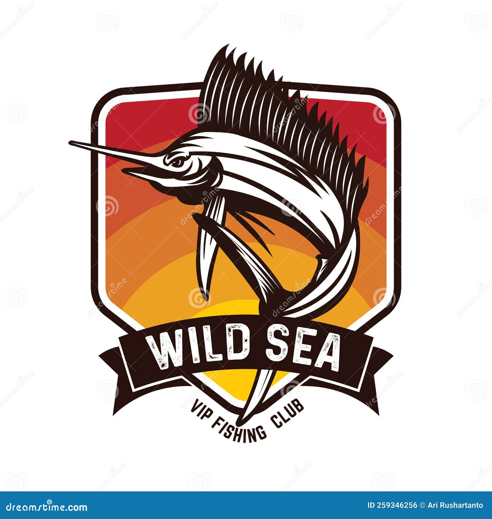 Sailfish Vector Illustration in Badge Style Logo Design Stock Vector ...