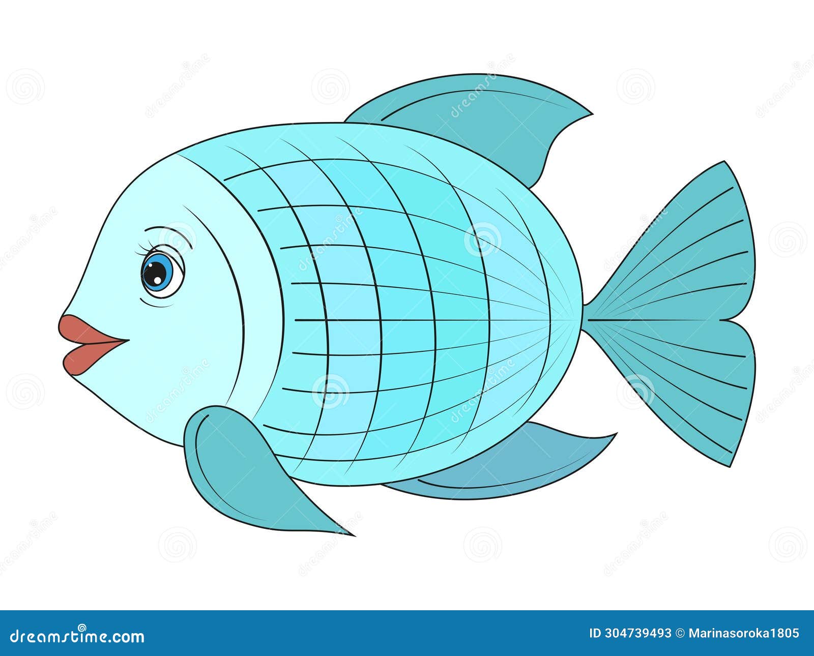 Light Blue Fish. Small River or Aquarium Fish, Vector on White ...