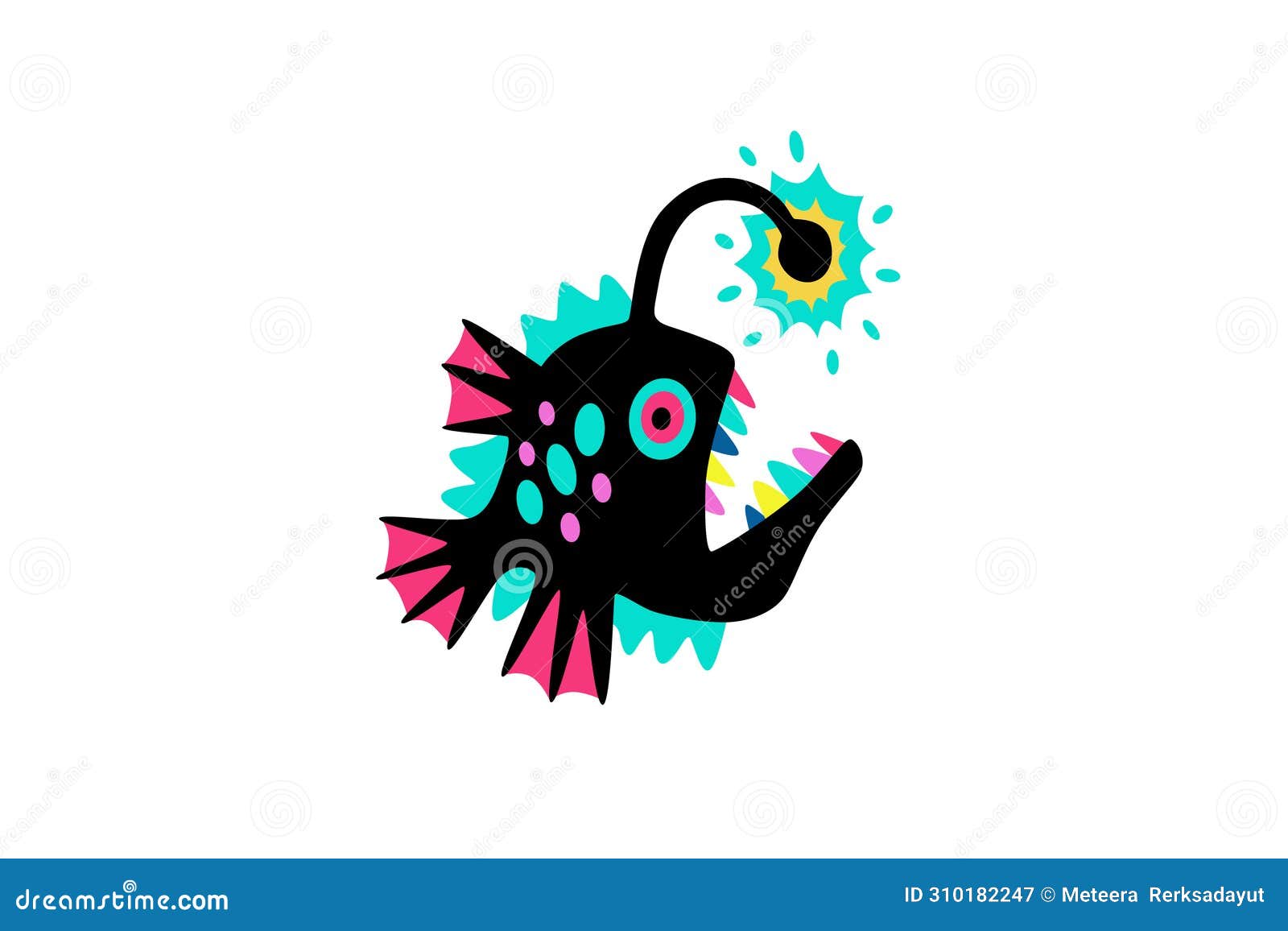 Angler Background. Deep Sea Fish Pattern Seamless. Vector Texture ...