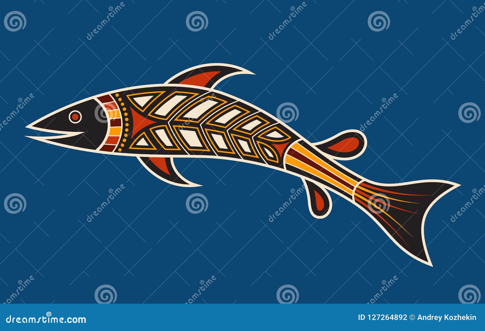 Fish. Aboriginal art style stock vector. Illustration of international ...