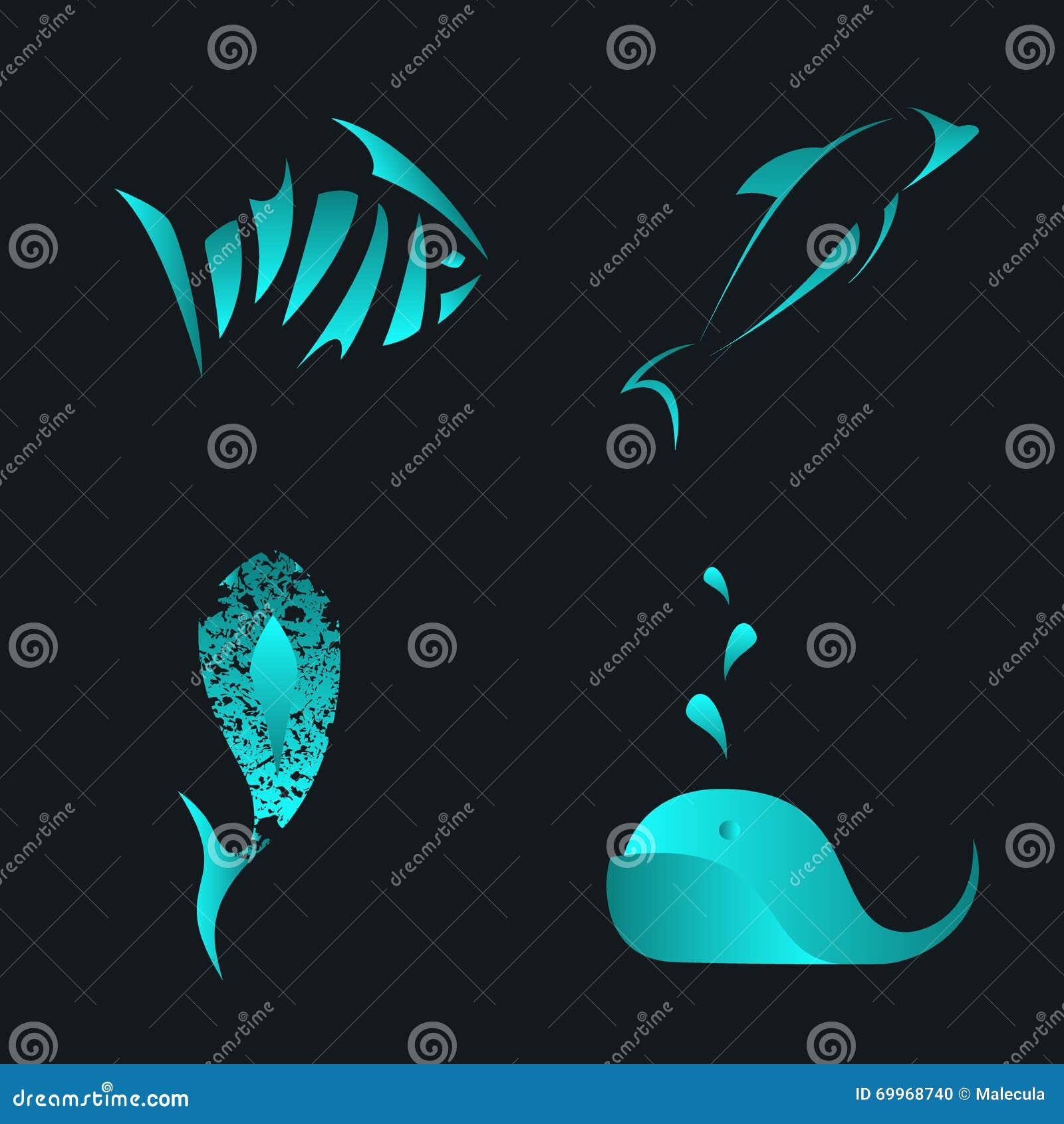 Fish Abstract Colored Logo Template. Sea Vector Design Element. Stock ...