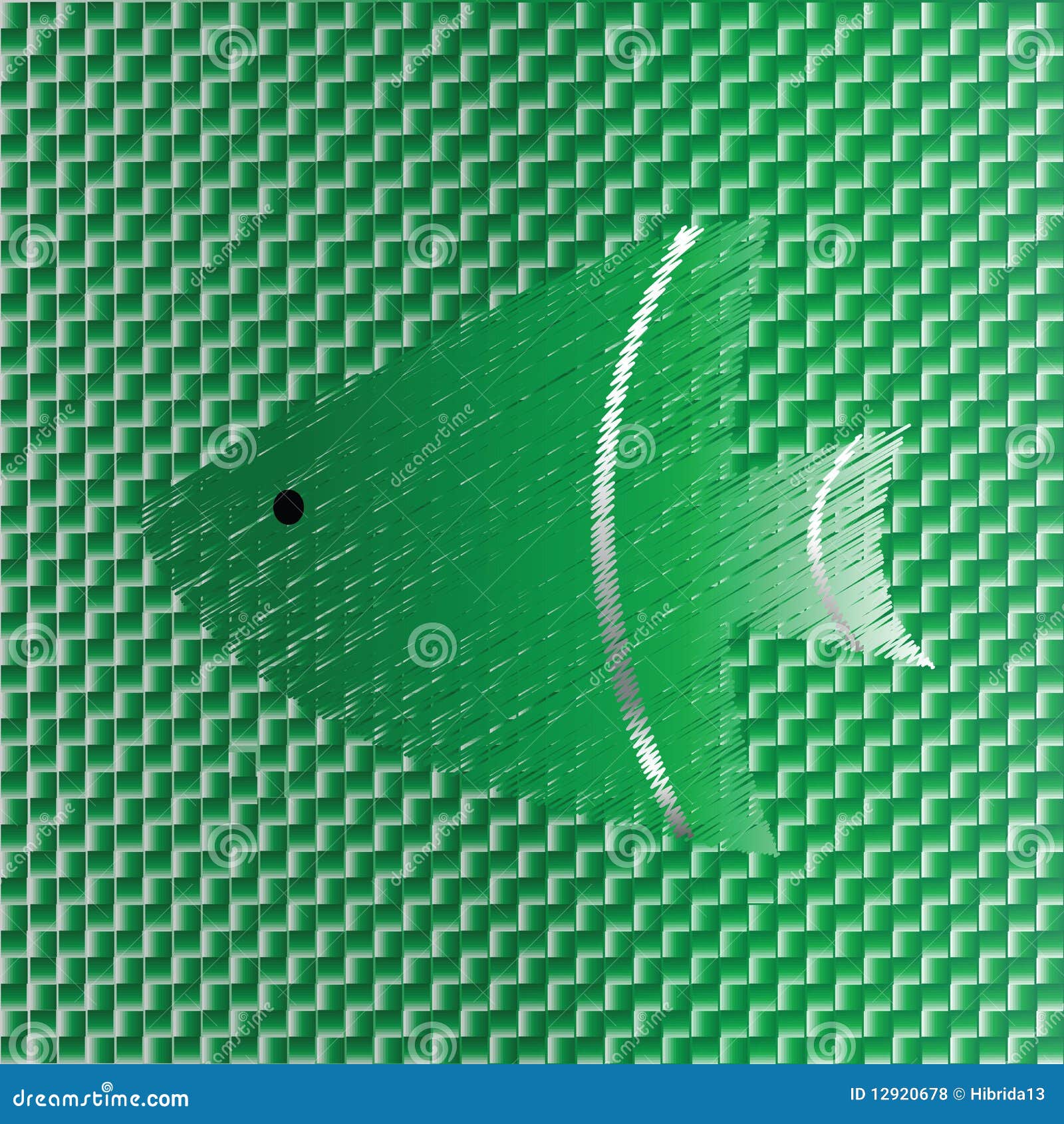 Fish on Abstract Green Tones Background Stock Illustration ...