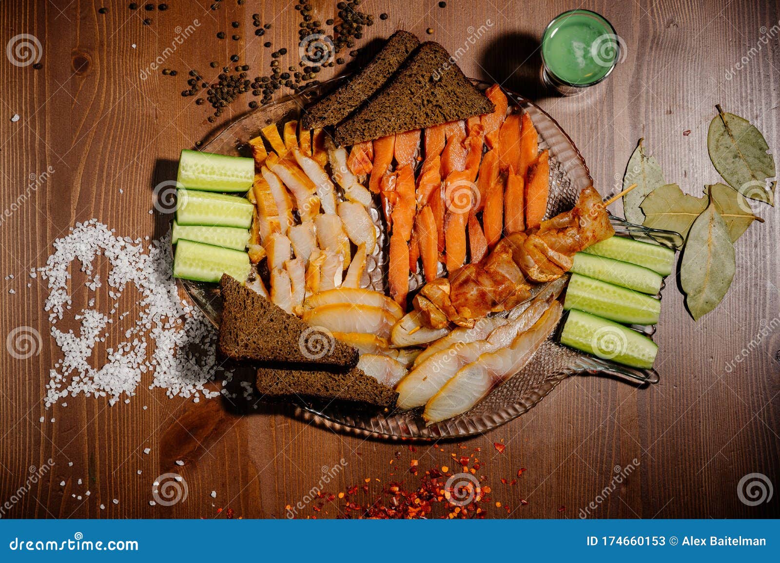 Fish Appetizer of Dried Fish Pieces on a Plate Stock Image - Image of ...