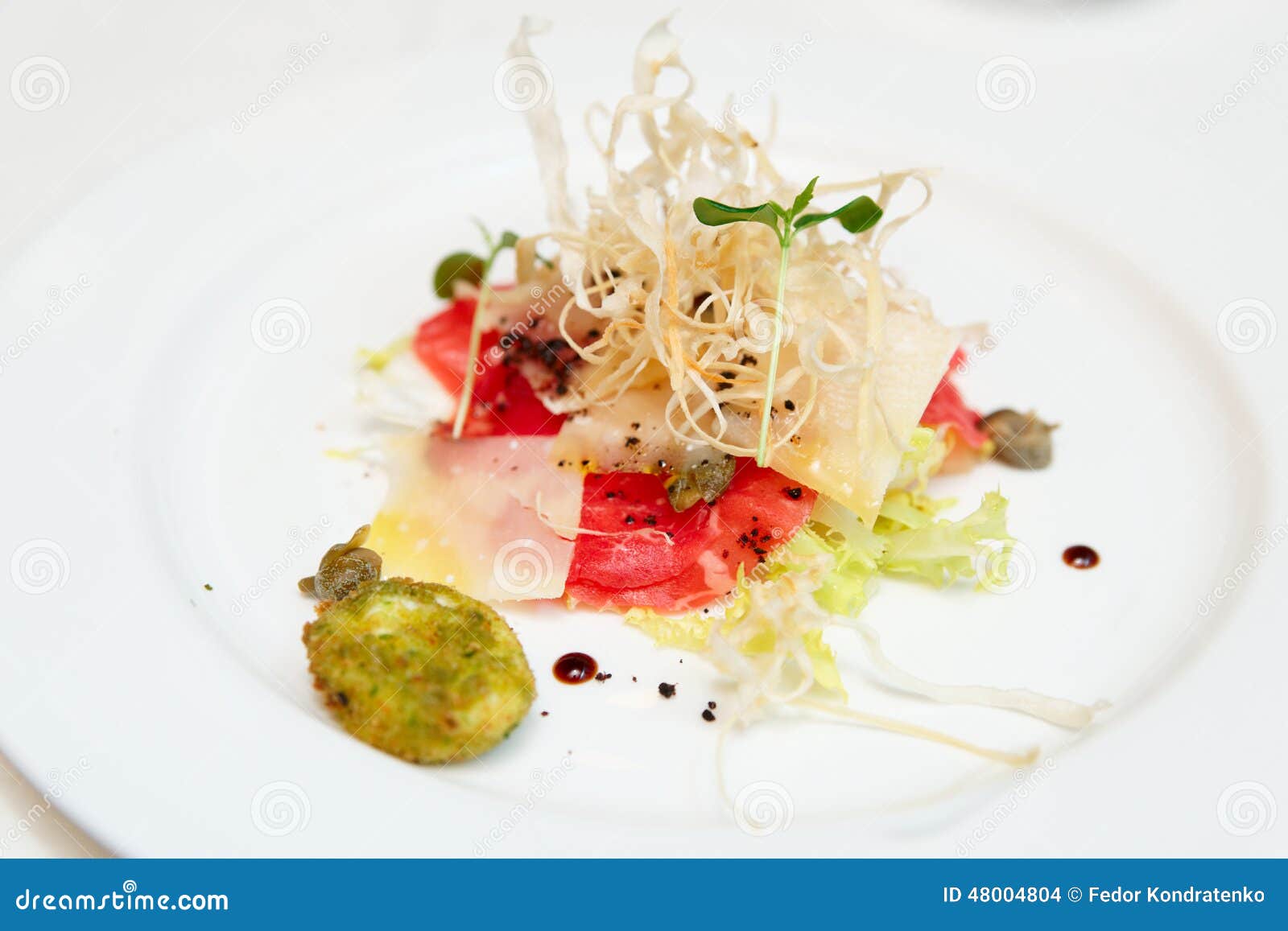 Fish appetizer in plate stock photo. Image of close, appetizer - 48004804