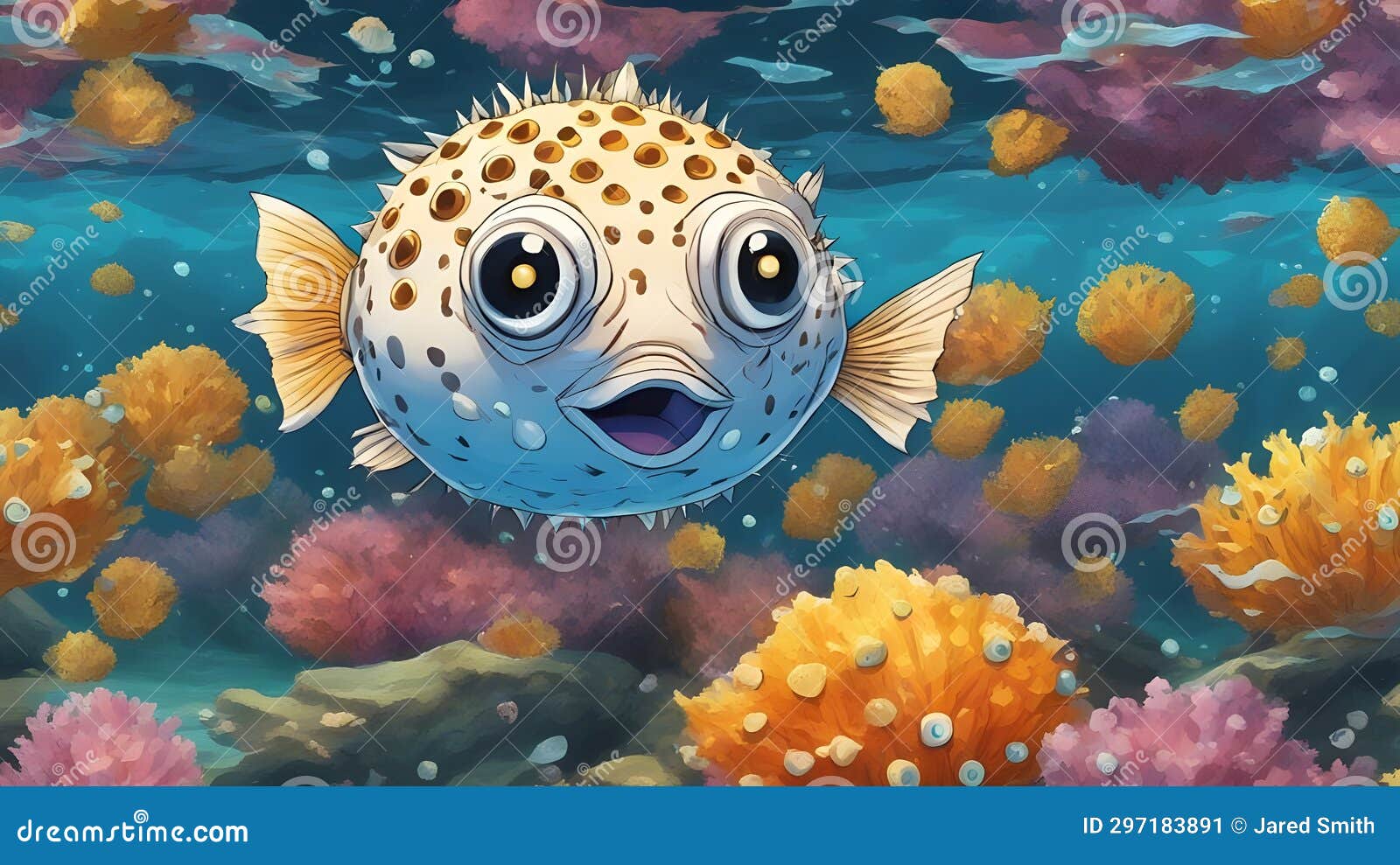 Fish in Aquarium Blowfish or Puffer Fish Underwater in the Ocean Stock ...
