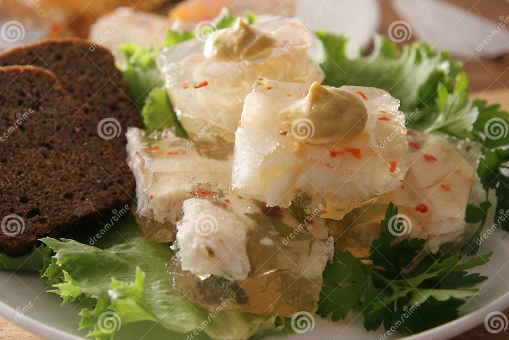 Fish in aspic stock photo. Image of food, dinner, dish - 1218404