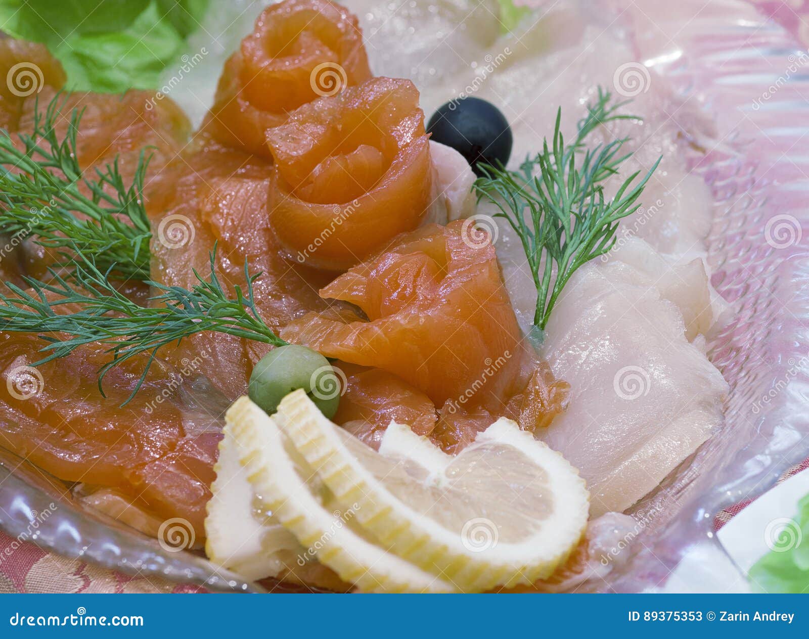 Fish assortment close-up stock image. Image of salad - 89375353
